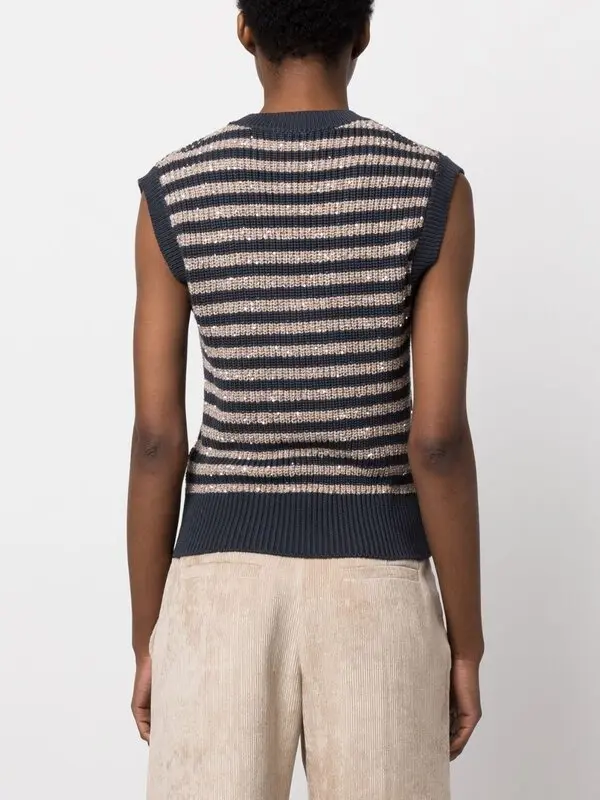 Brunello Cucinelli Horizontal-stripe Knitted Vest