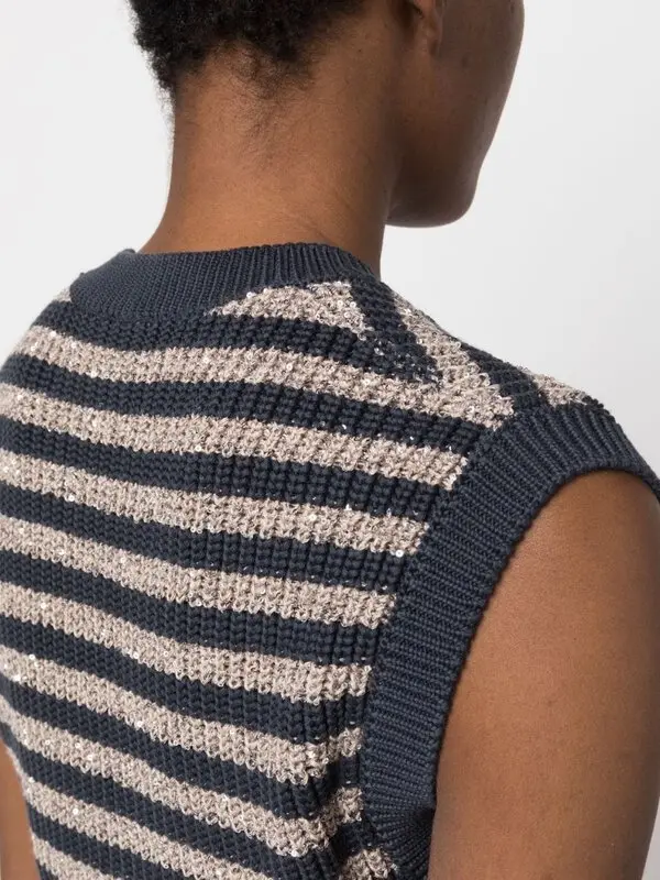 Brunello Cucinelli Horizontal-stripe Knitted Vest