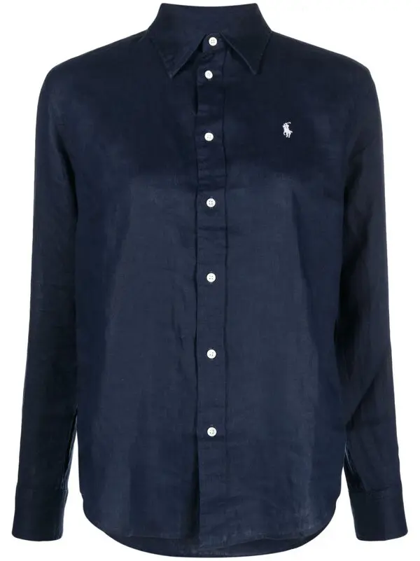 Polo Ralph Lauren Logo-embroidered Linen Shirt - Blue