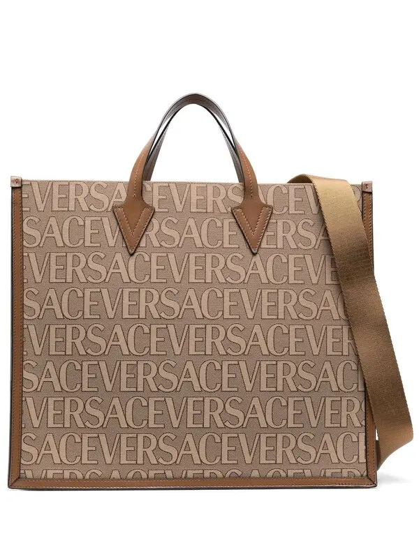 Versace Allover Jacquard Tote - Brown