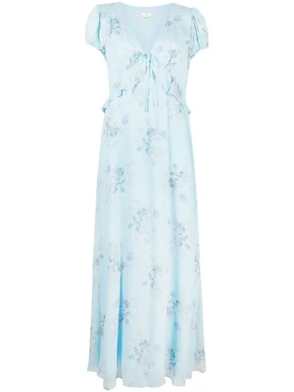 LoveShackFancy Floral-print Ruffled Maxi Dress