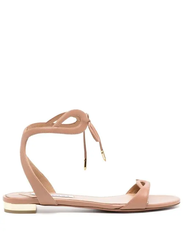 AQUAZZURA Tessa Leather Flat Sandals