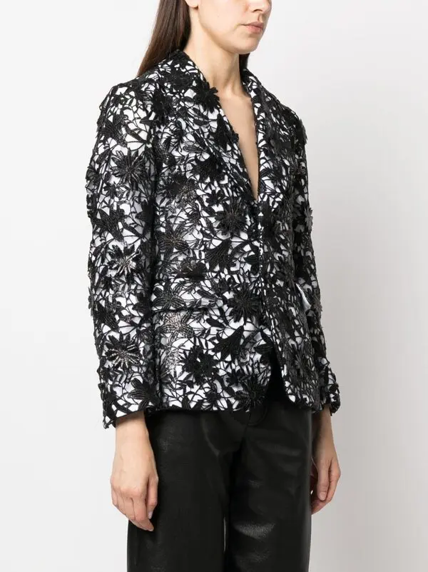 Comme Des Garçons Floral Lace Single-breasted Blazer
