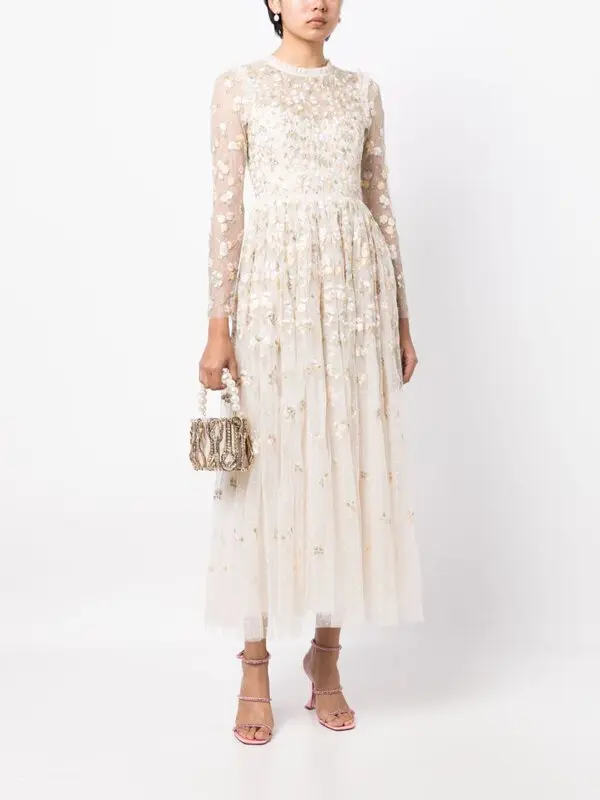 sachin and babi light blue dress Ivory Floral Embroidered Sweetheart Neckline Midi Dress main image 0