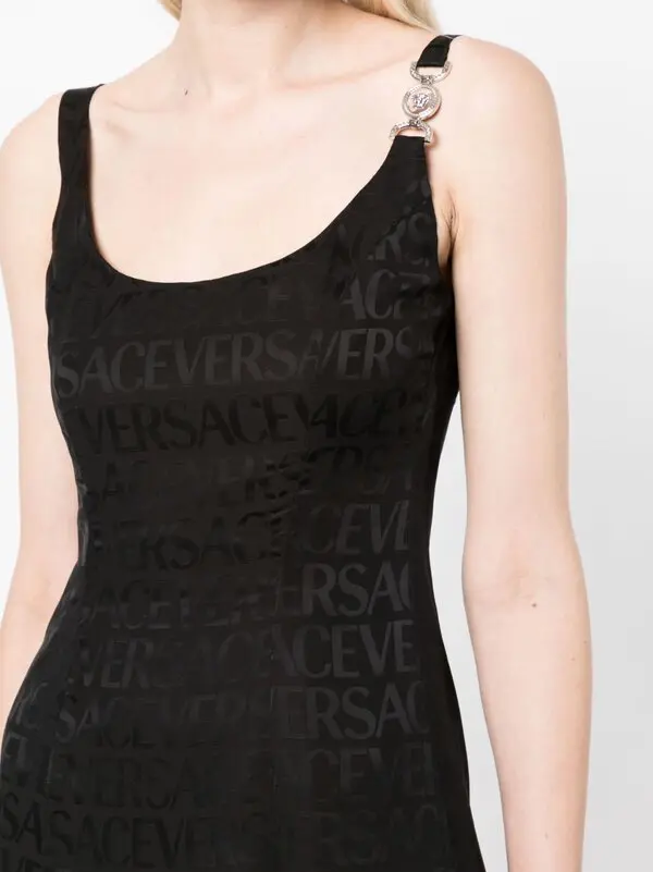 Versace Logo-jacquard Ruffle-detail Dress
