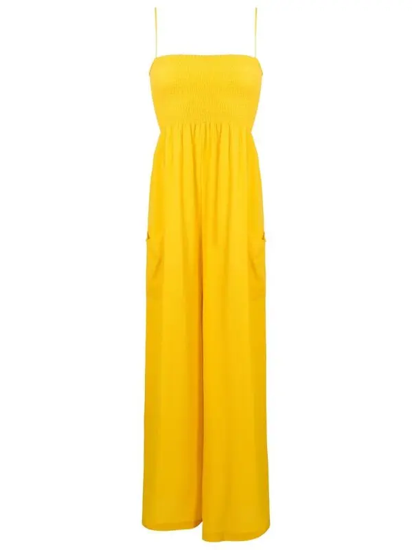 OLYMPIAH Smocked Sleeveless Jumpsuit - Yellow