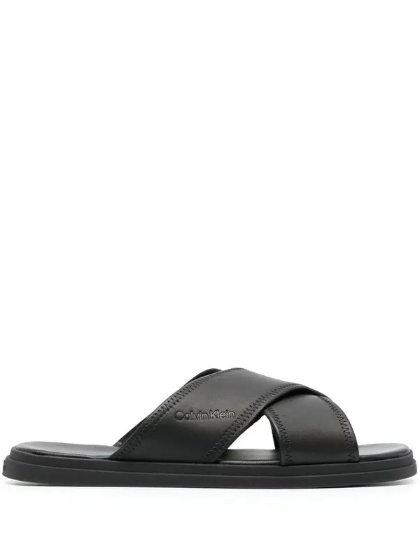 Calvin Klein Criss-cross Leather Slides