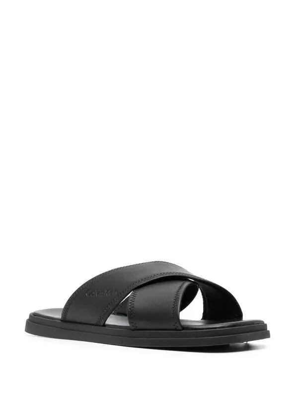 Calvin Klein Criss-cross Leather Slides