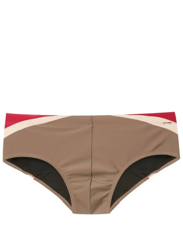 AMIR SLAMA Side-stripe Swim Trunks - Brown