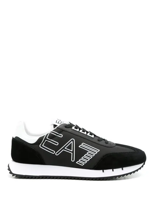 Emporio Armani Logo-print Panelled Sneakers - Black