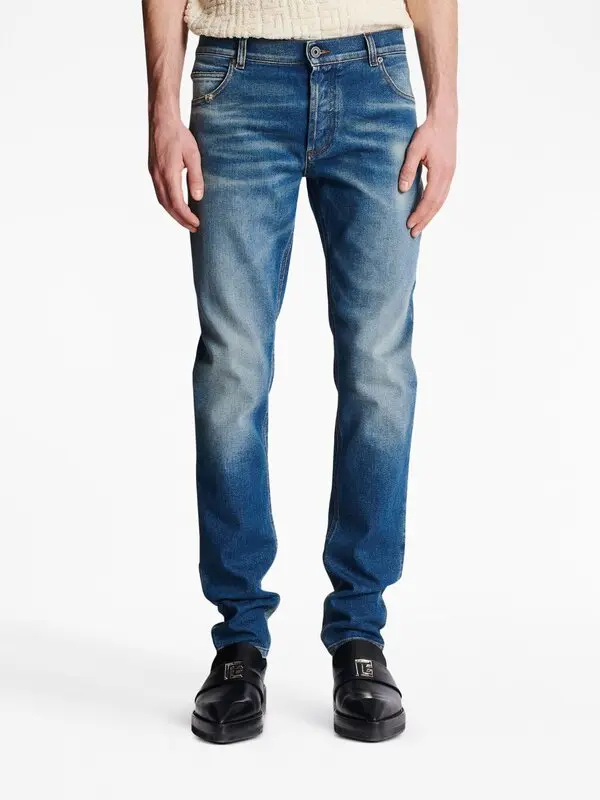 Balmain Mid-rise Slim-fit Jeans - Blue