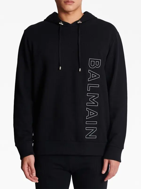 Balmain Logo-print Hoodie Sweater - Black