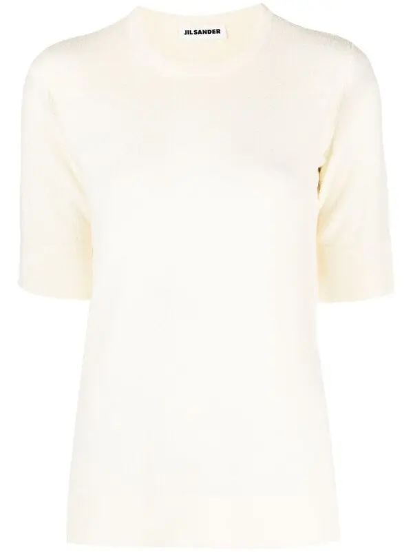 JIL SANDER Round-neck Knitted T-shirt - Neutrals