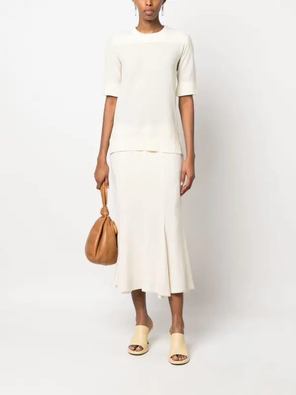 JIL SANDER Round-neck Knitted T-shirt - Neutrals