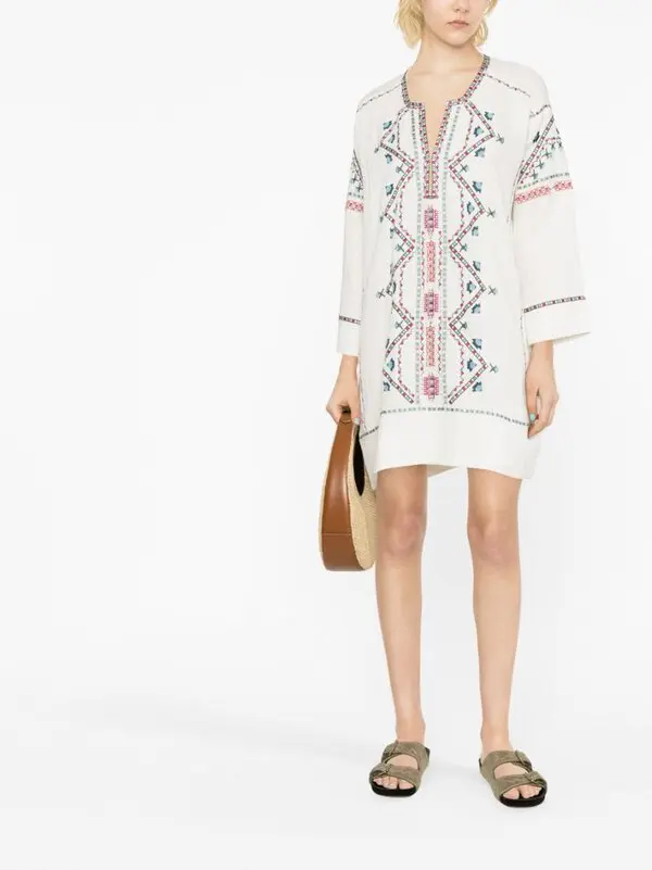 Isabel Marant Étoile Embroidered Split Neck Minidress
