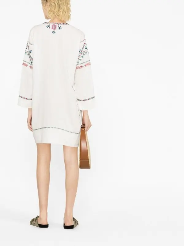 Isabel Marant Étoile Embroidered Split Neck Minidress