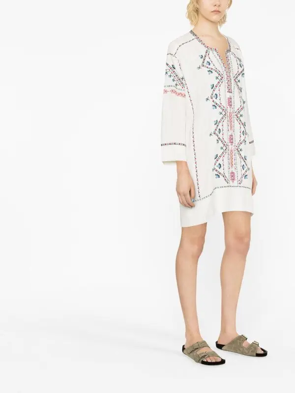 Isabel Marant Étoile Embroidered Split Neck Minidress