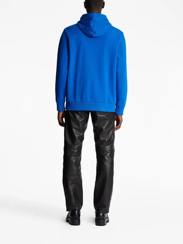 Balmain Embossed-logo Drawstring Hoodie - Blue