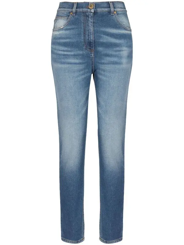 Balmain Logo-plaque Slim-cut Jeans