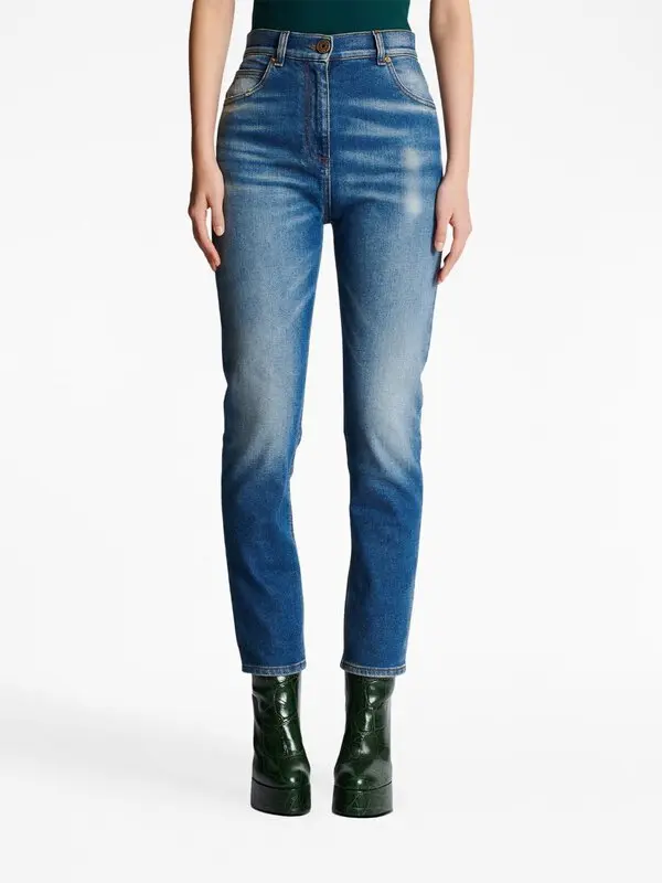 Balmain Logo-plaque Slim-cut Jeans