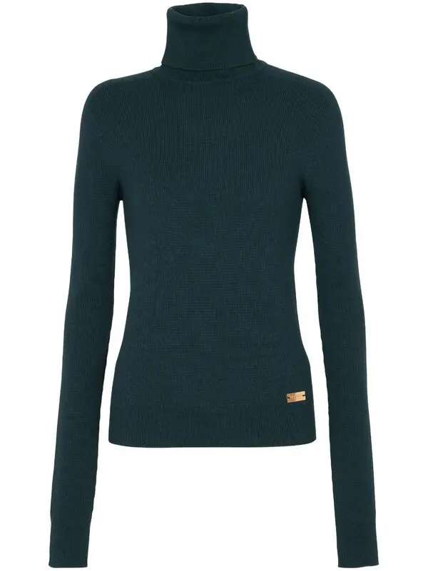 Balmain Logo-plaque Wool Jumper - Green