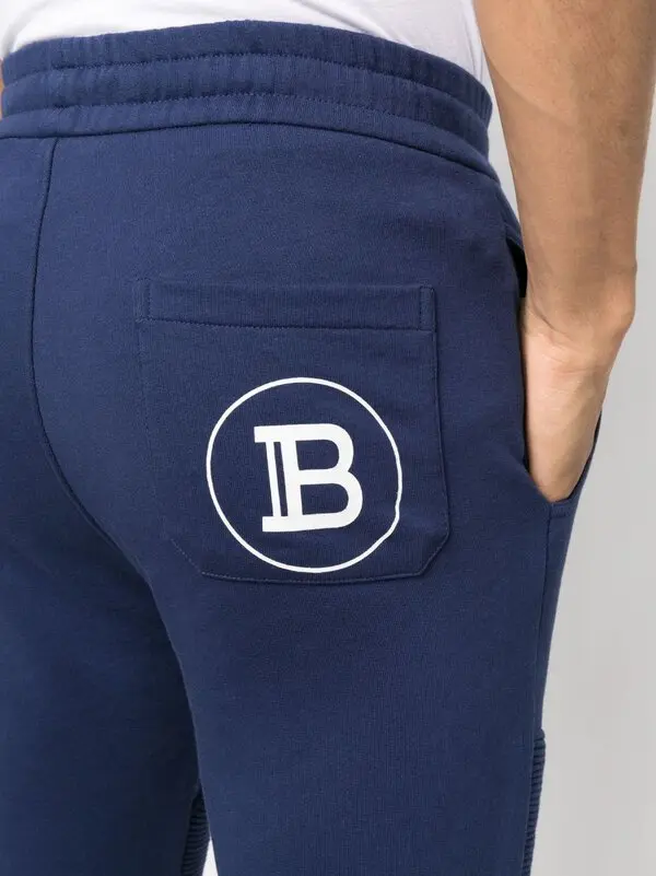 Balmain Logo-print Ribbed Track Pants - Blue