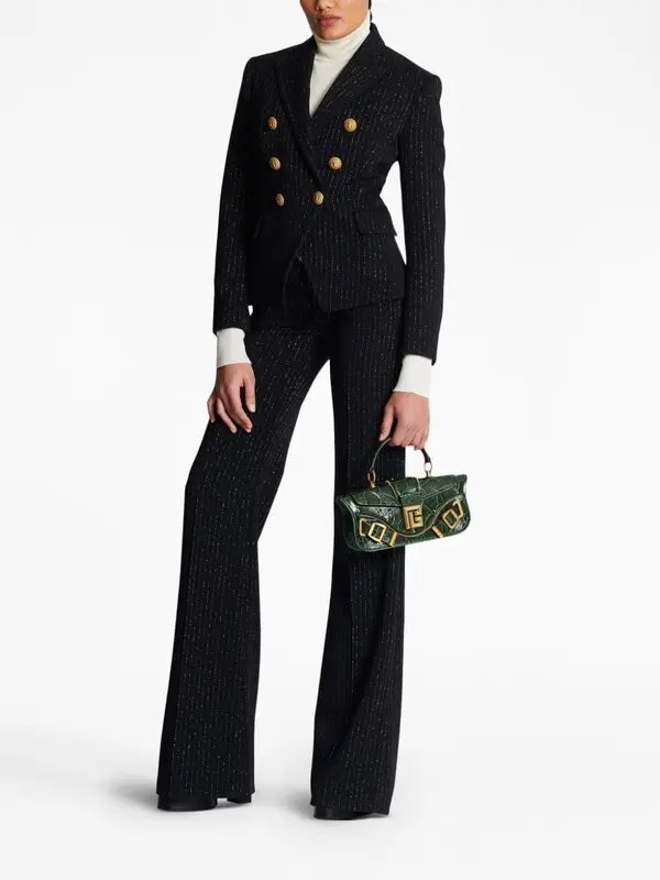 Balmain Lurex-detail Double-breasted Blazer - Black