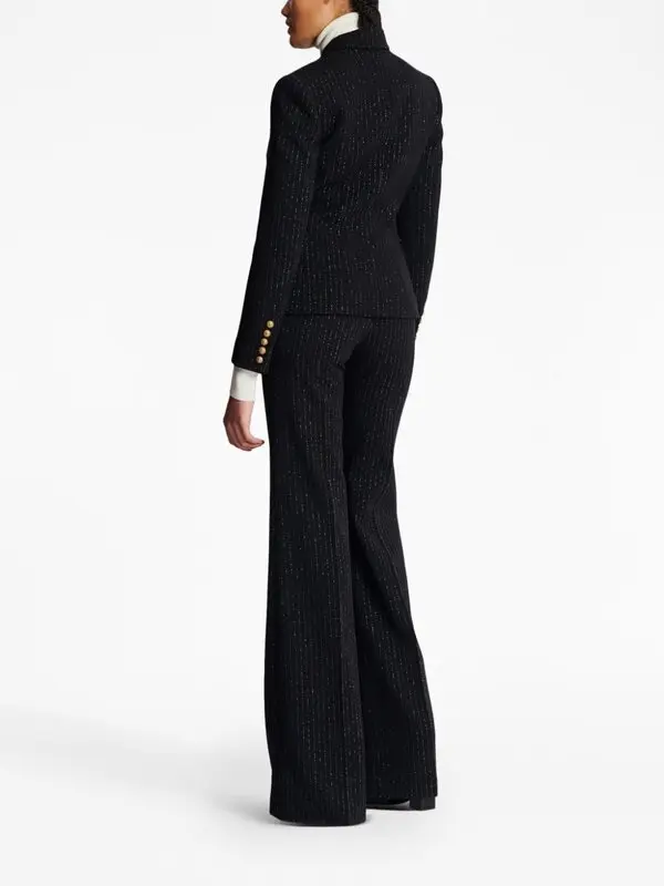 Balmain Lurex-detail Double-breasted Blazer - Black