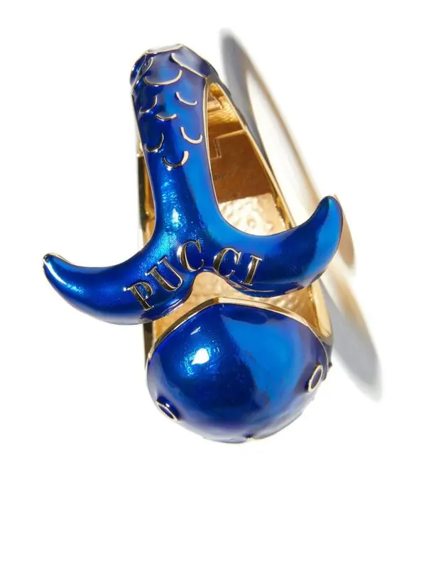 美品・付属品付 EMILIO PUCCI ロゴ プレート サマーブレスレット. Emilio Pucci Fish-Shape Bronze Bracelet - Gold | Editorialist