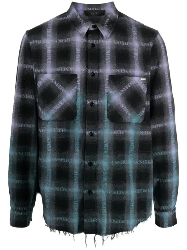 Amiri Plaid Logo-print Shirt - Purple
