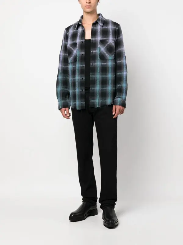 Amiri Plaid Logo-print Shirt - Purple