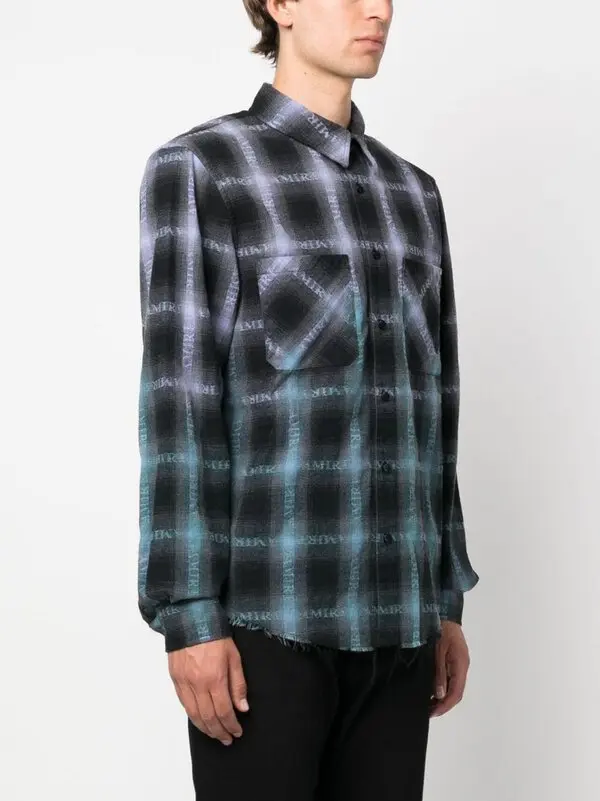 Amiri Plaid Logo-print Shirt - Purple