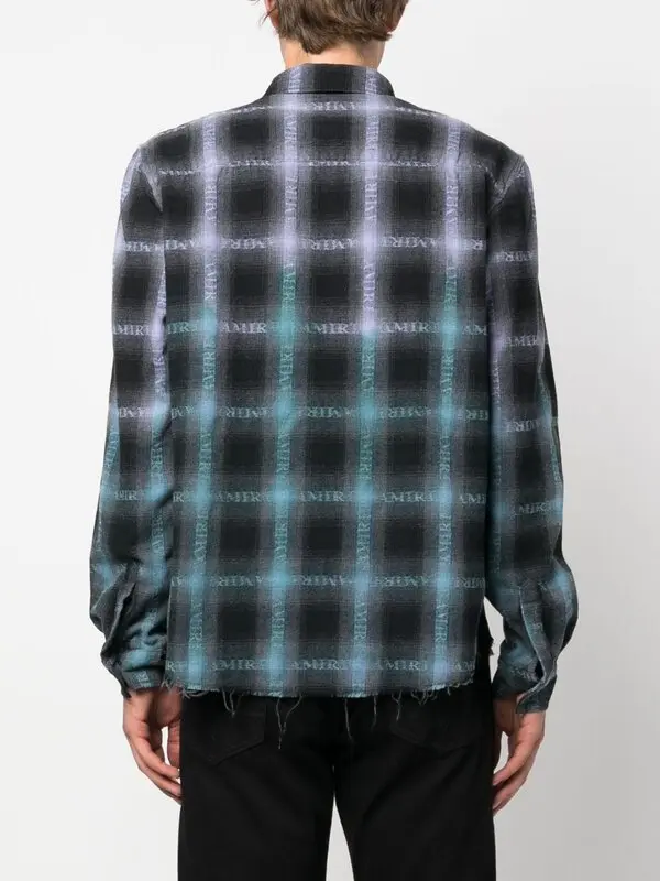 Amiri Plaid Logo-print Shirt - Purple