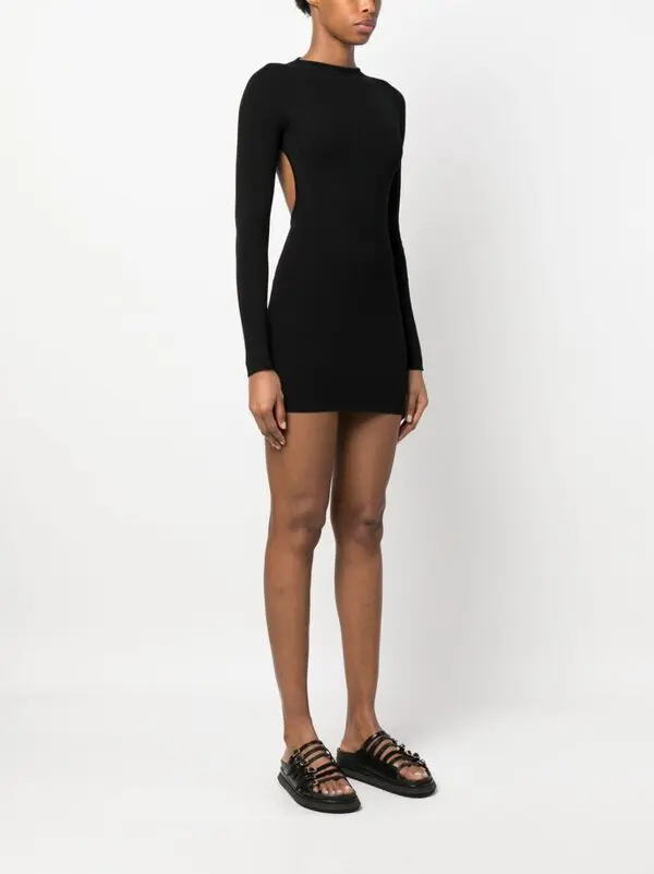 backless knitted long sleeve mini dress Rhapsody Long Sleeve Knit Mini Dress | Black | Womens
