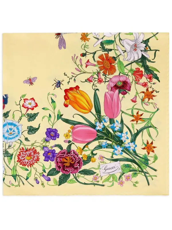 Gucci Flora-print Silk Scarf