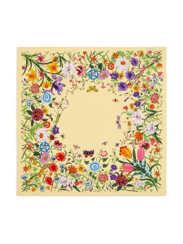 Gucci Flora-print Silk Scarf