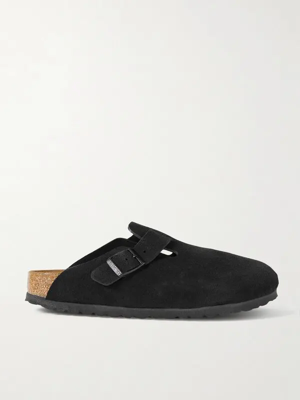 BIRKENSTOCK Boston Suede Clogs - Black
