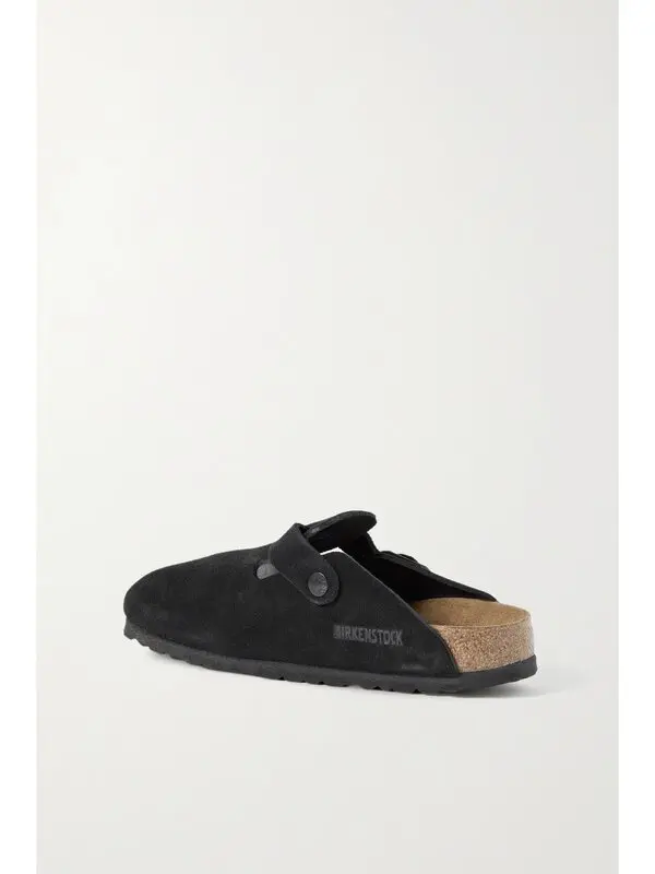 BIRKENSTOCK Boston Suede Clogs - Black