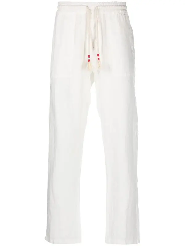 MC2 SAINT BARTH Straight-leg Drawstring Linen Trousers - White