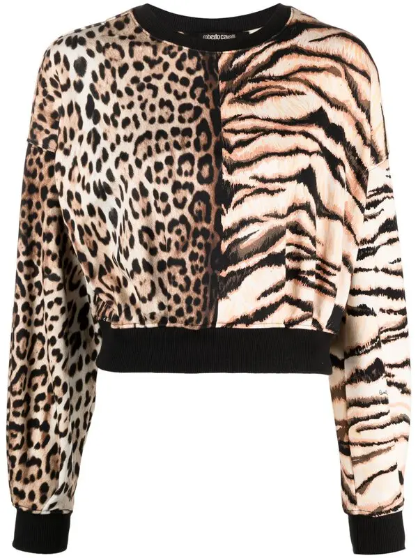 Roberto Cavalli Animal-print Long-sleeve Blouse - Neutrals