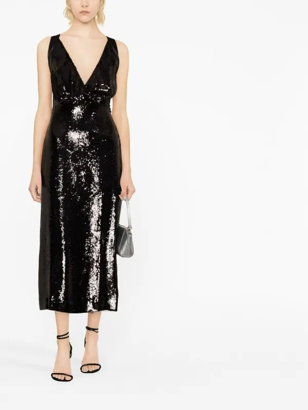 Khaite The Milo Sequinned Midi Dress - Black