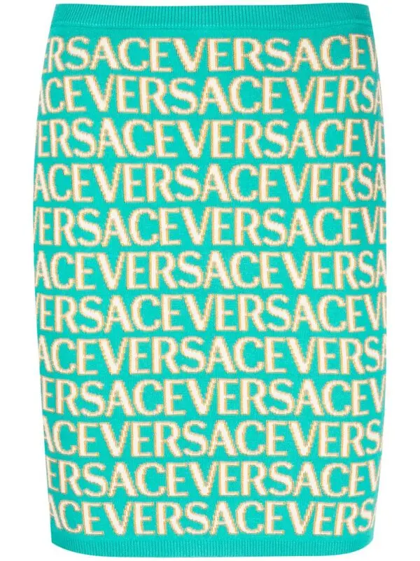Versace Allover Knitted Miniskirt - Blue