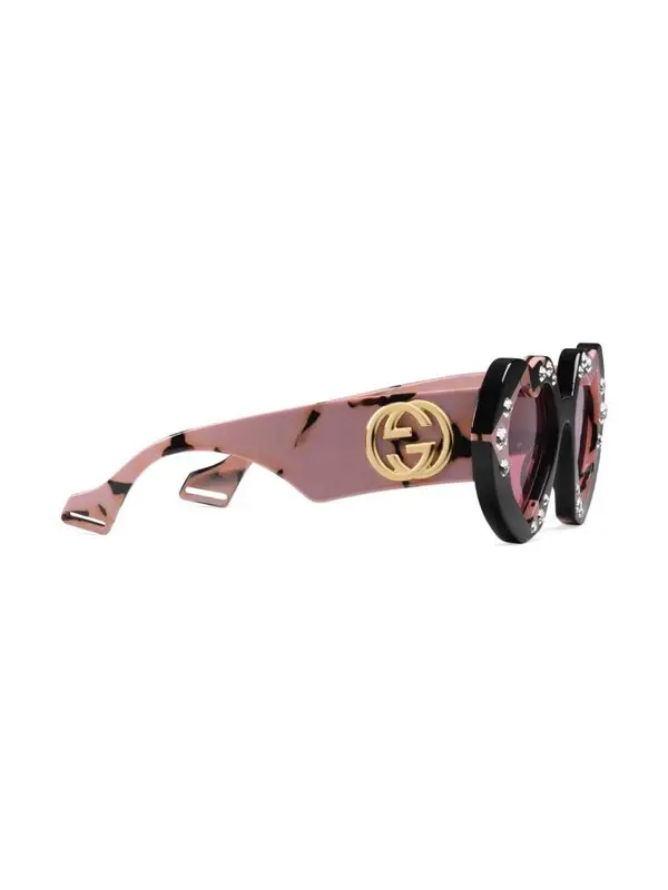 Gucci Heart-Shaped Crystal-Embellished Sunglasses - Pink  display picture 1