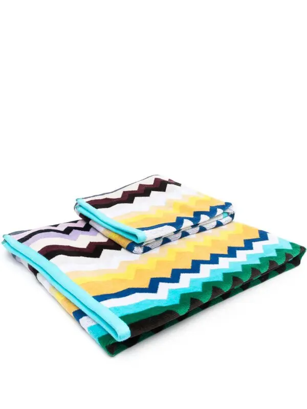 Missoni Zig Zag-patterned Bath Towel - Blue