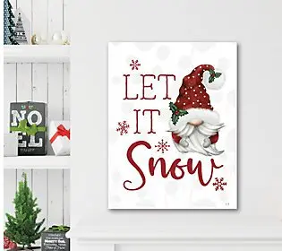 COURTSIDE MARKET Let In Snow Gnome 16x20 Canvas Wall Art - One-color