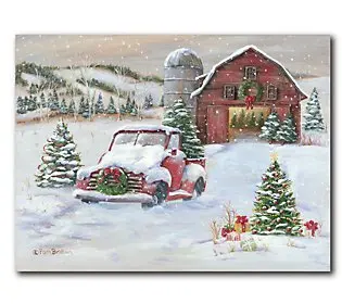 COURTSIDE MARKET Barn On A Snowy Day 16x20 Canv S Wall Art - One-color