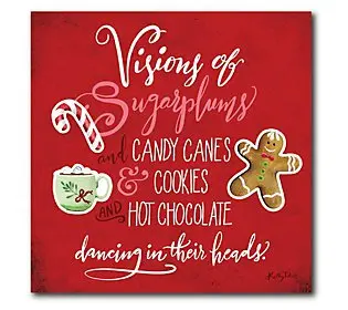COURTSIDE MARKET Gingerbread & Candy Cane 16x16 Canvas Art - One-color