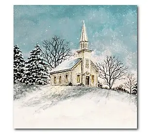 COURTSIDE MARKET Church On A Hill 16x16 Canvas All Art - One-color