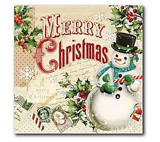 COURTSIDE MARKET Merry Xmas Snowman 16x16 Canva Wall Art - One-color