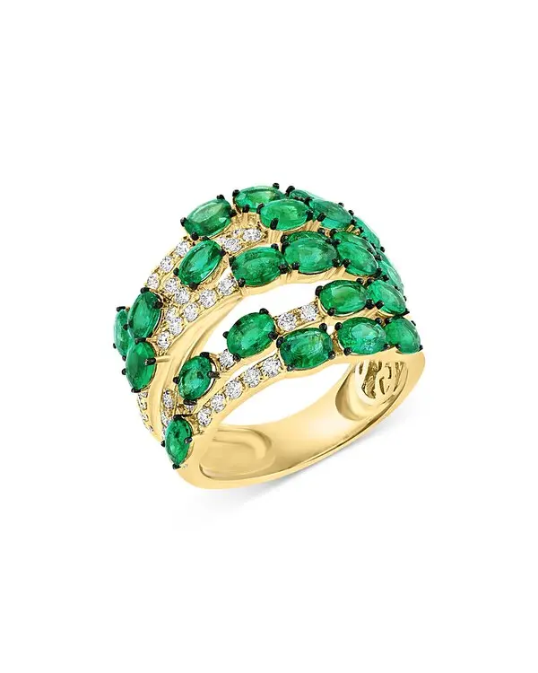 Bloomingdale'S Emerald And Diamond Band In 14k Yellow Gold - Green/gold